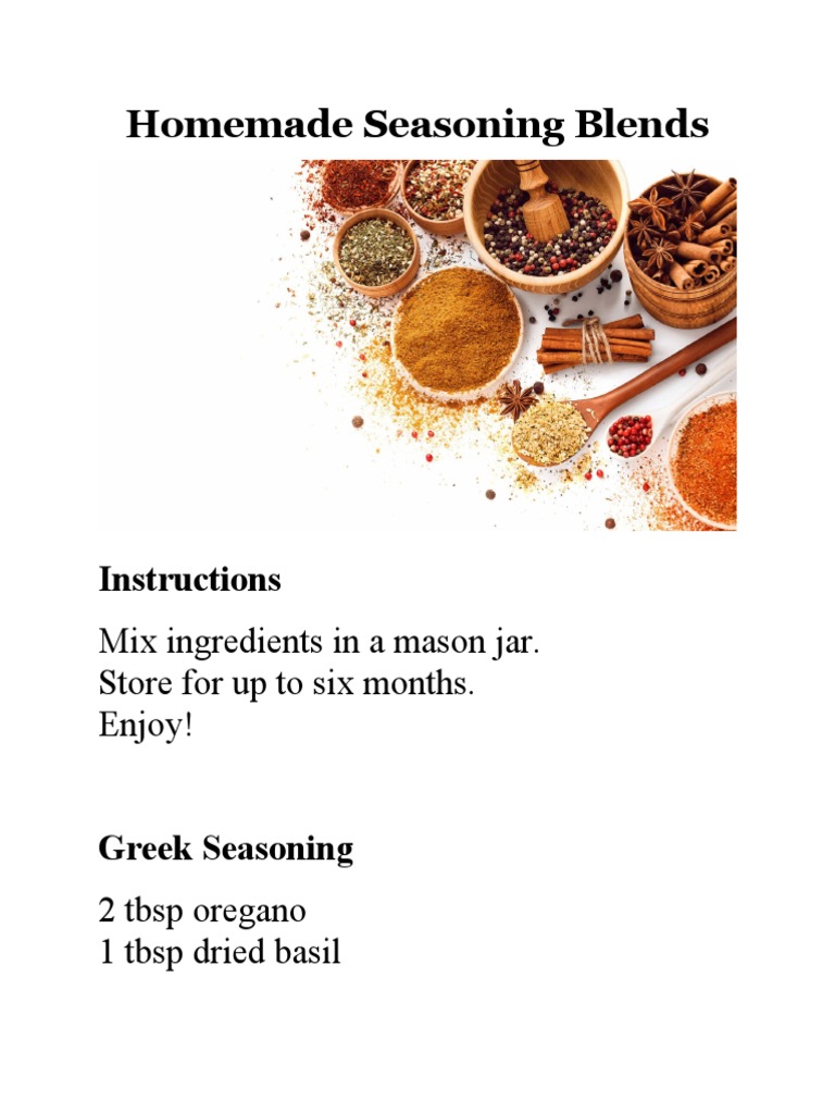 Easy Homemade Seasoning Blends | PDF | Cooking, Food & Wine