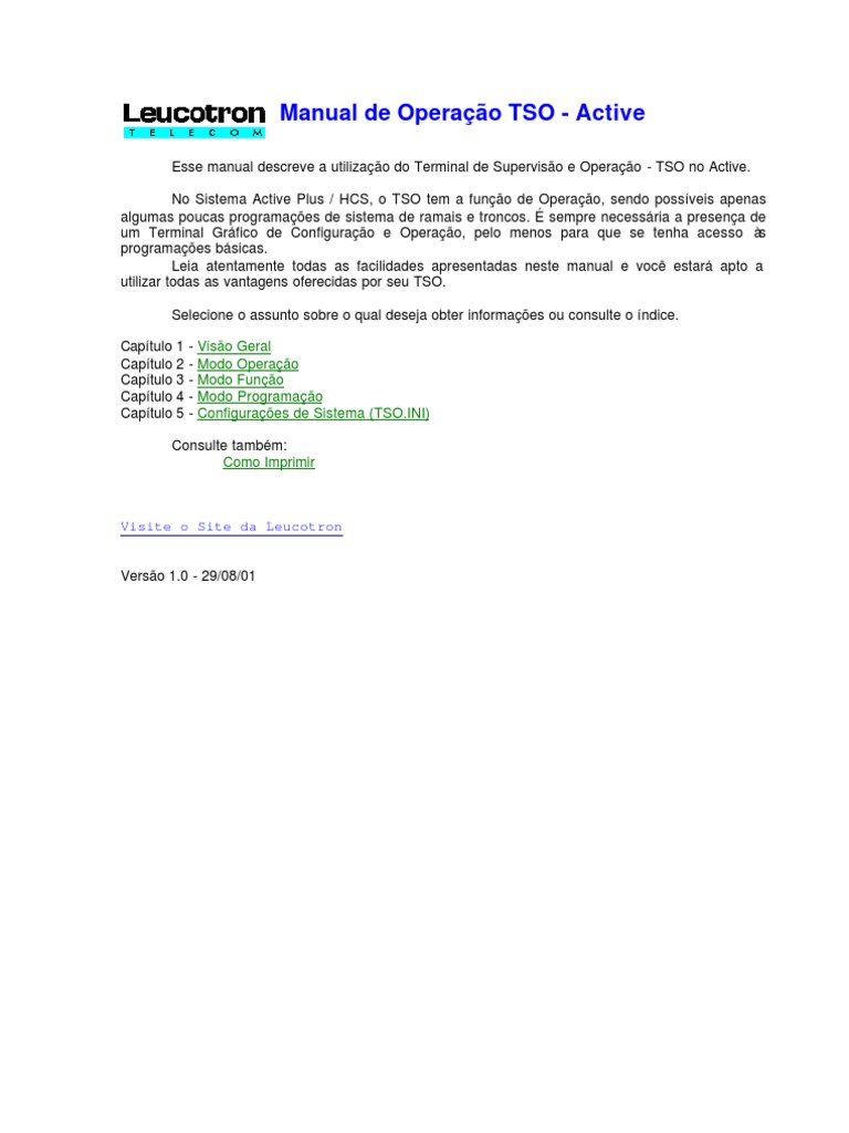 Manual Operacao Terminal Tso Active | PDF