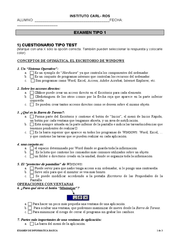 Examen de Informatica | PDF | Ventana (informática) | Archivo de ...