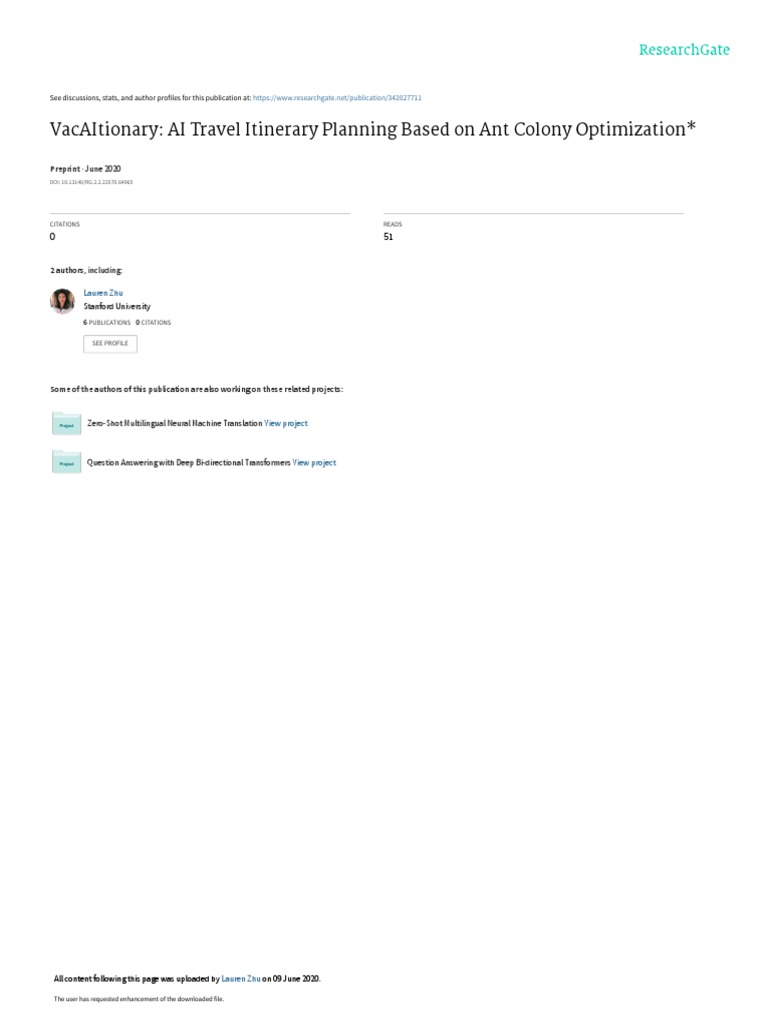 VacAItionaryAI Travel Itinerary Planning Based On Ant Colony ...