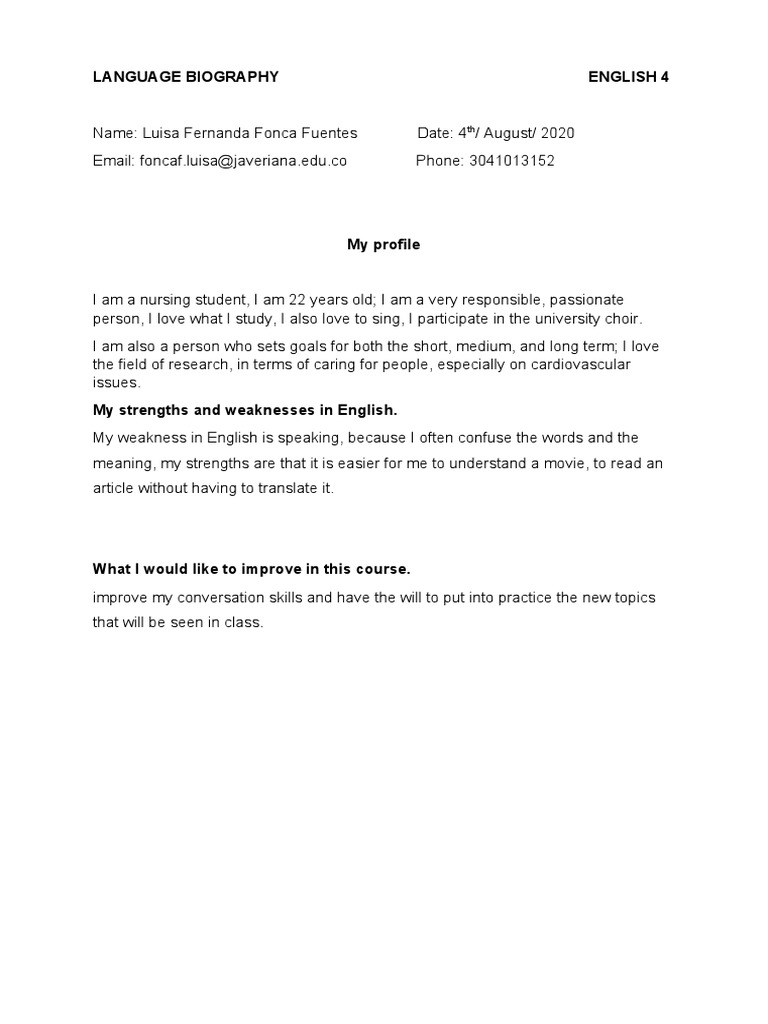 LANGUAGE BIOGRAPHY Luisa