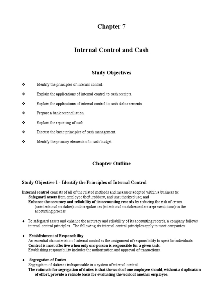 Internal Control Principles for Cash Management | PDF | Internal ...