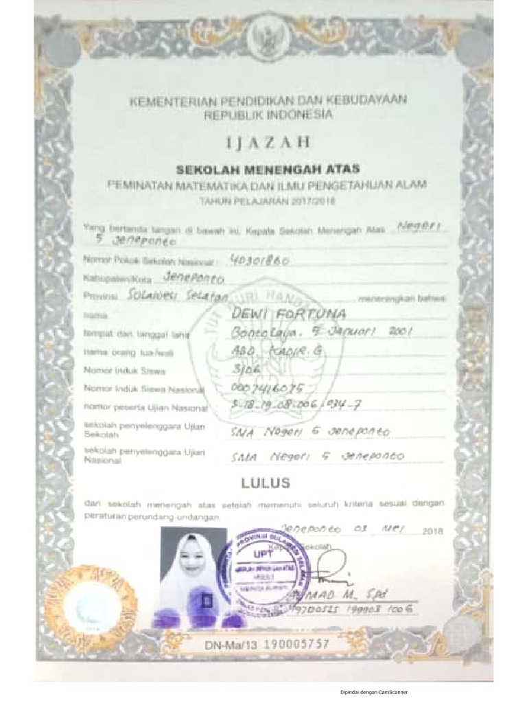 File IJAZAH ASLI | PDF