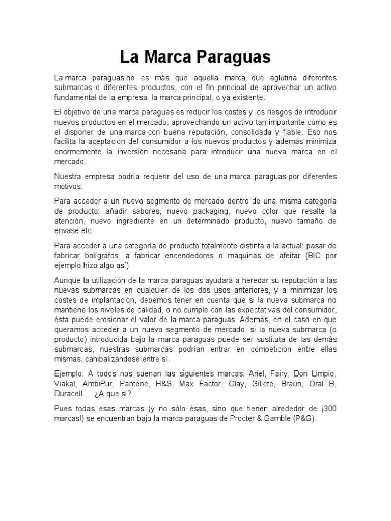 Estrategia de Marca Paraguas Explicada | PDF | Procter & Gamble | Marca