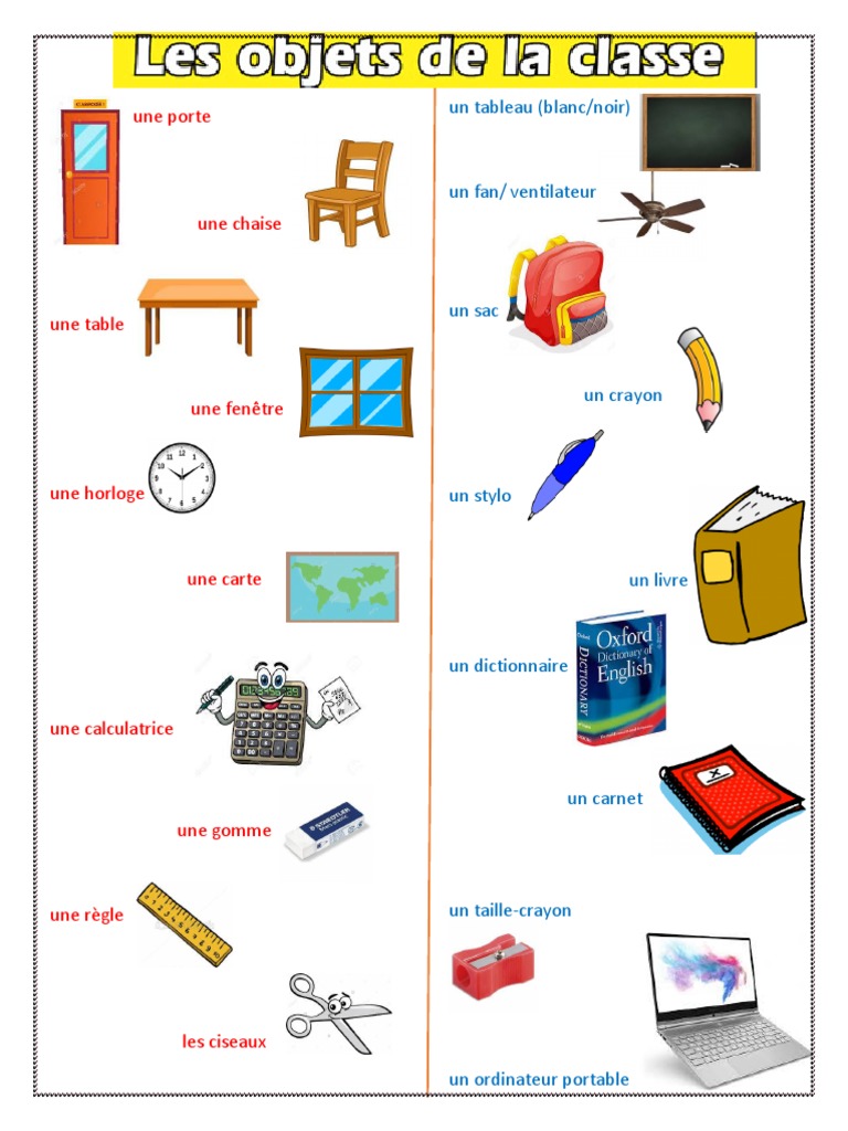Objets De Classe Clipart Les Objets De La Classe Grade 1 Classroom