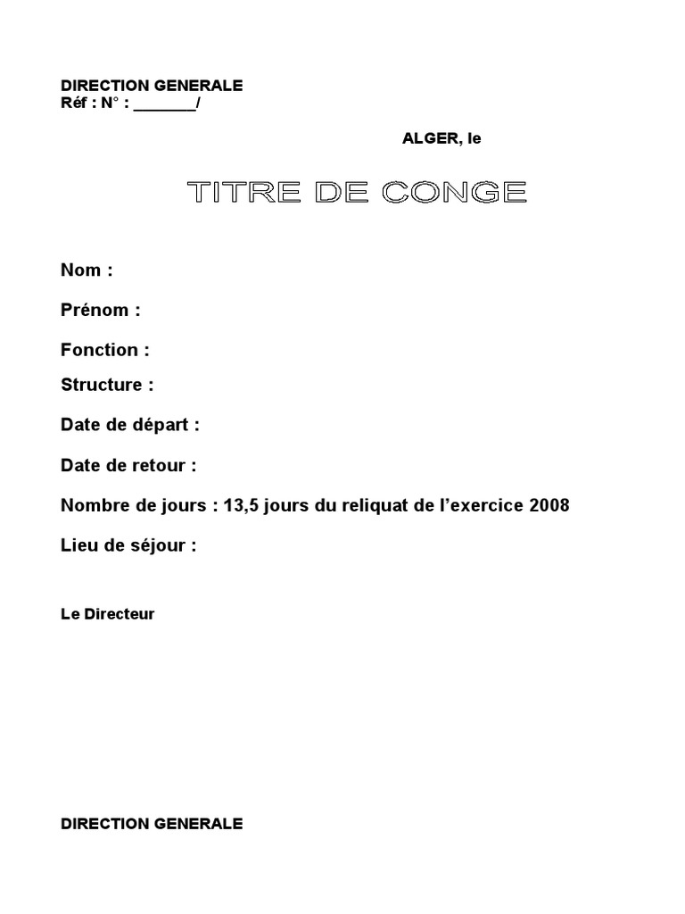 Modèle Titre de Congé | PDF