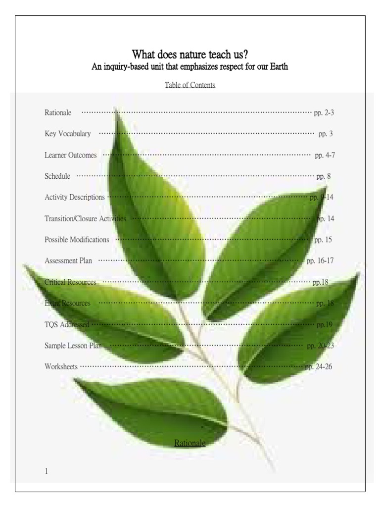 What Does Nature Teach Us | PDF | Color | Classroom