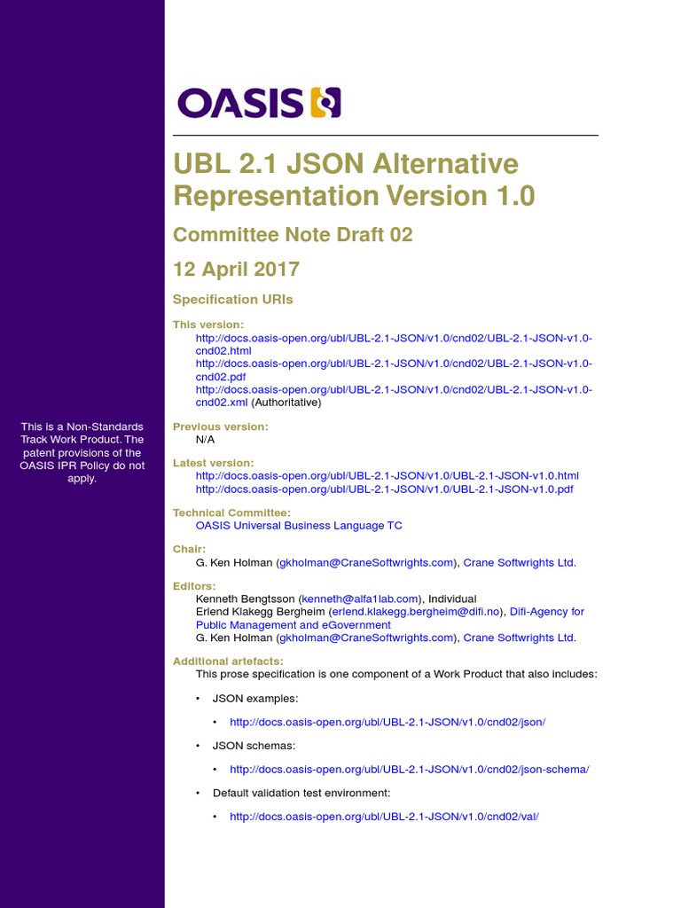UBL 2.1 JSON v1.0 PDF | PDF | Json | Xml
