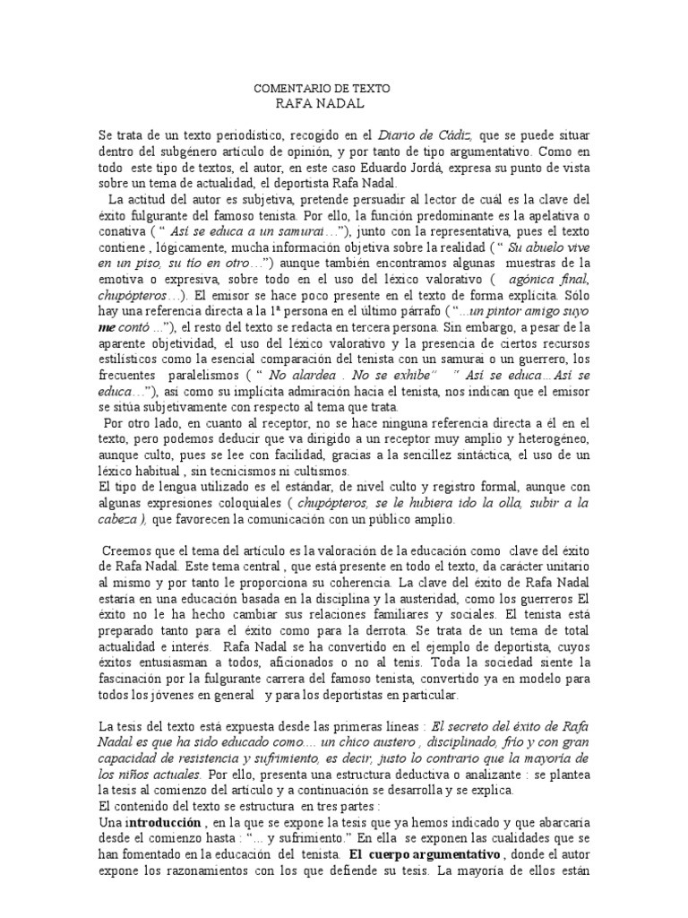 Modelo de Comentario de Texto PAU | Descargar gratis PDF | Pronombre ...
