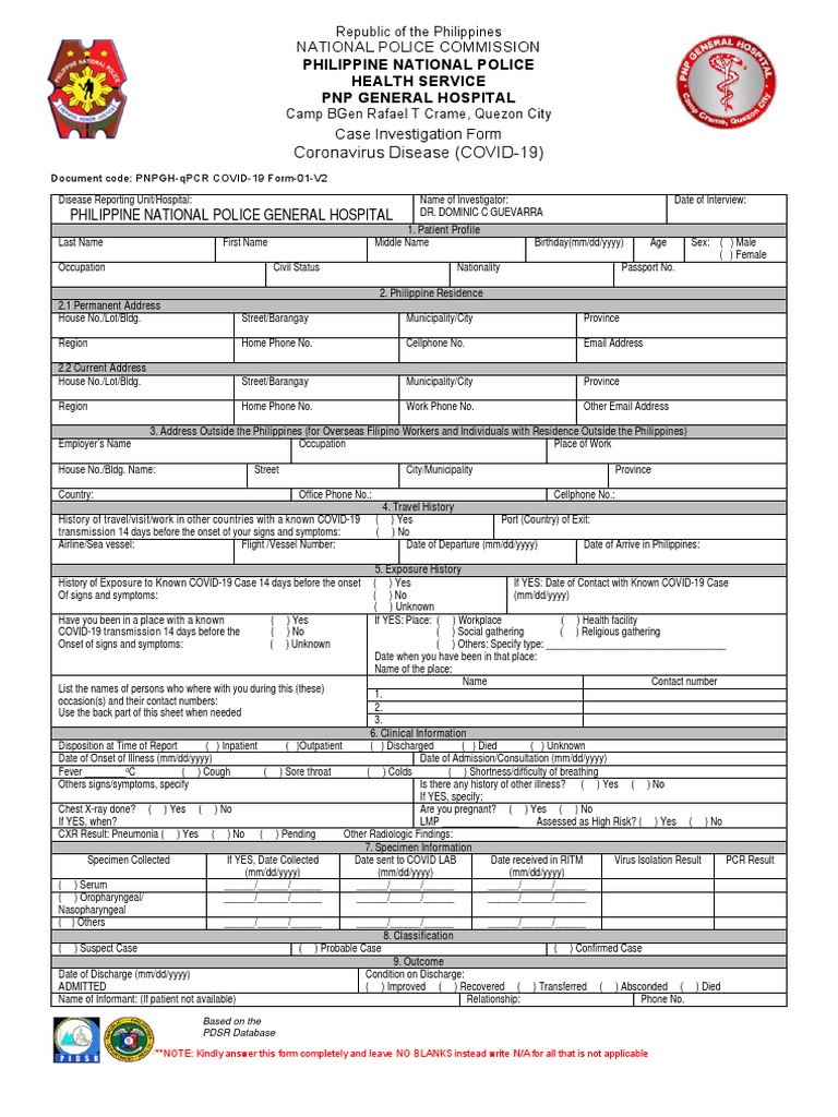 Case Investigation Form PDF | PDF | Common Cold | Epidemiology