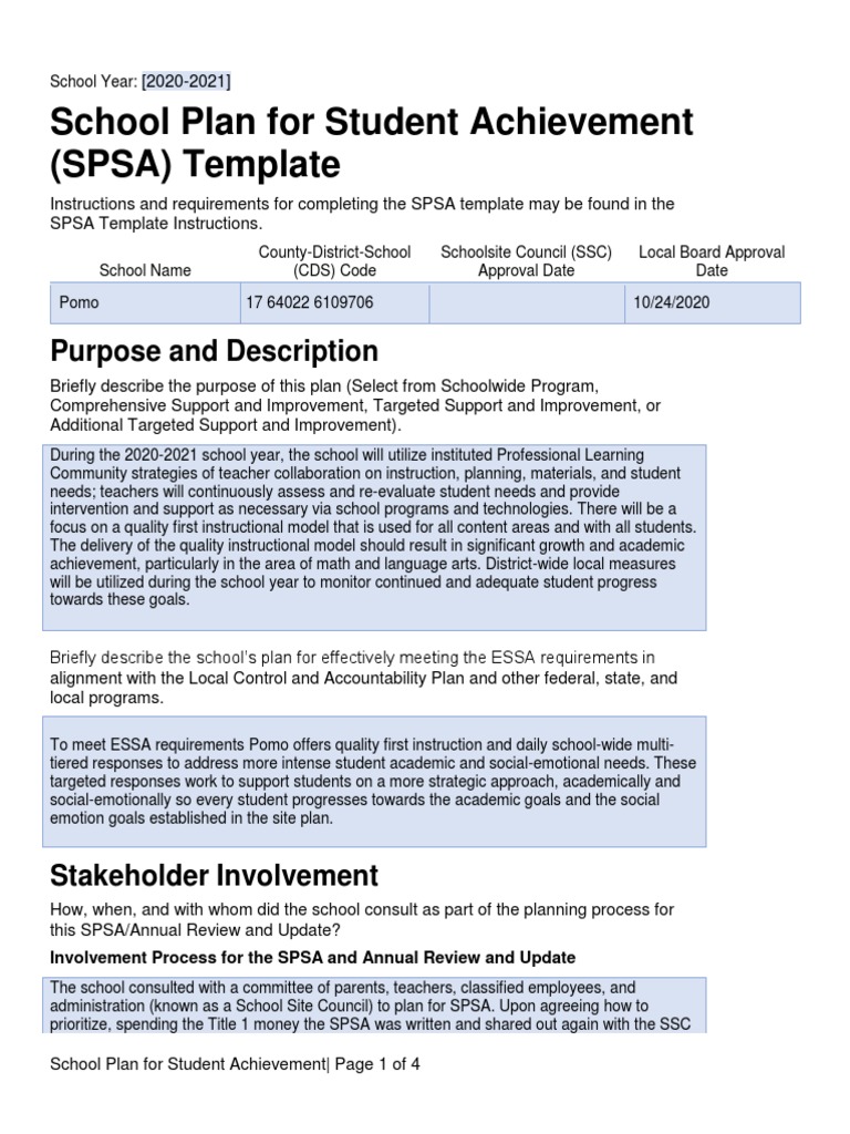 Spsa Ps | PDF | Elementary And Secondary Education Act | Educational ...