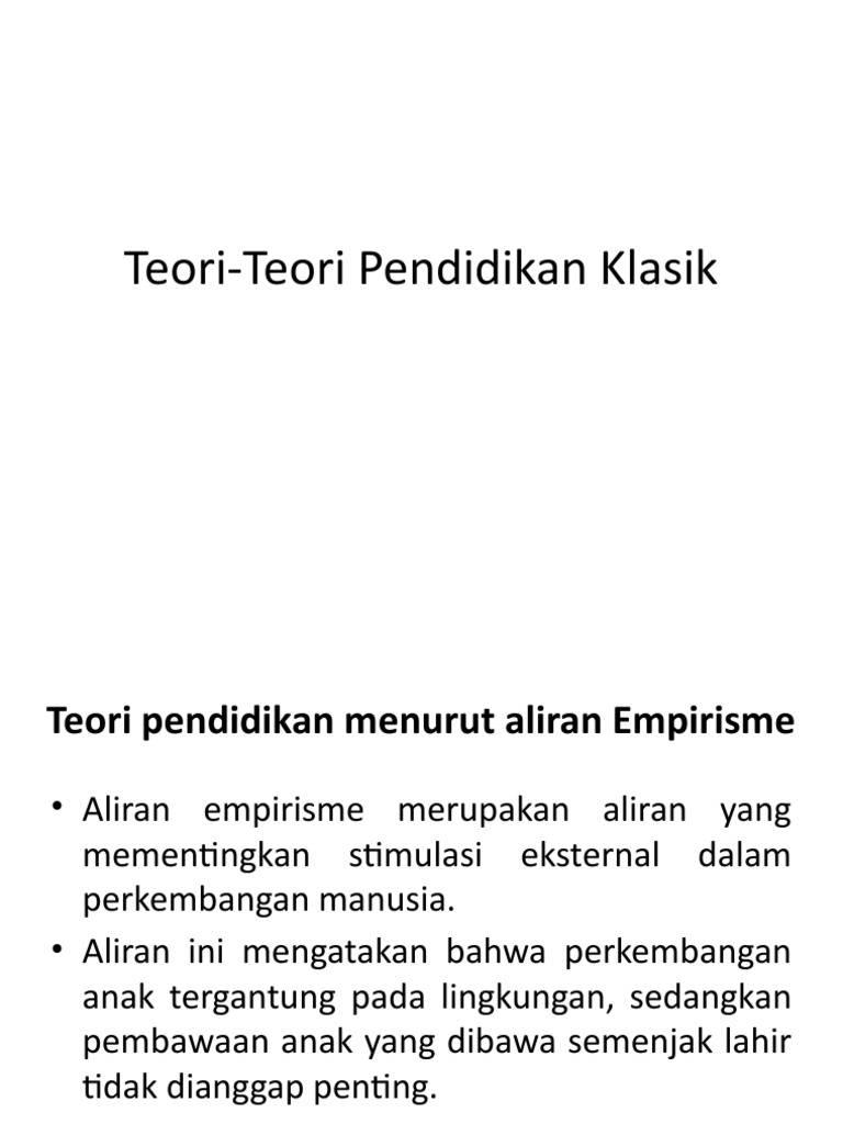 Teori-Teori Pendidikan Klasik | PDF
