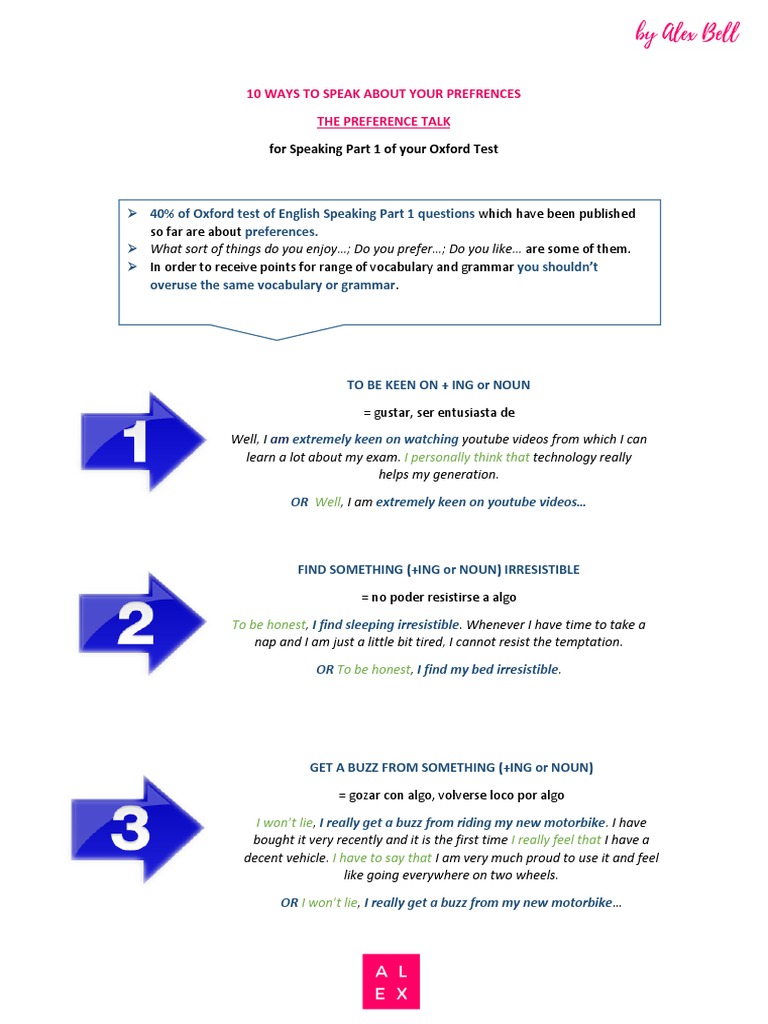 40% of Oxford Test of English Speaking Part 1 Questions | PDF