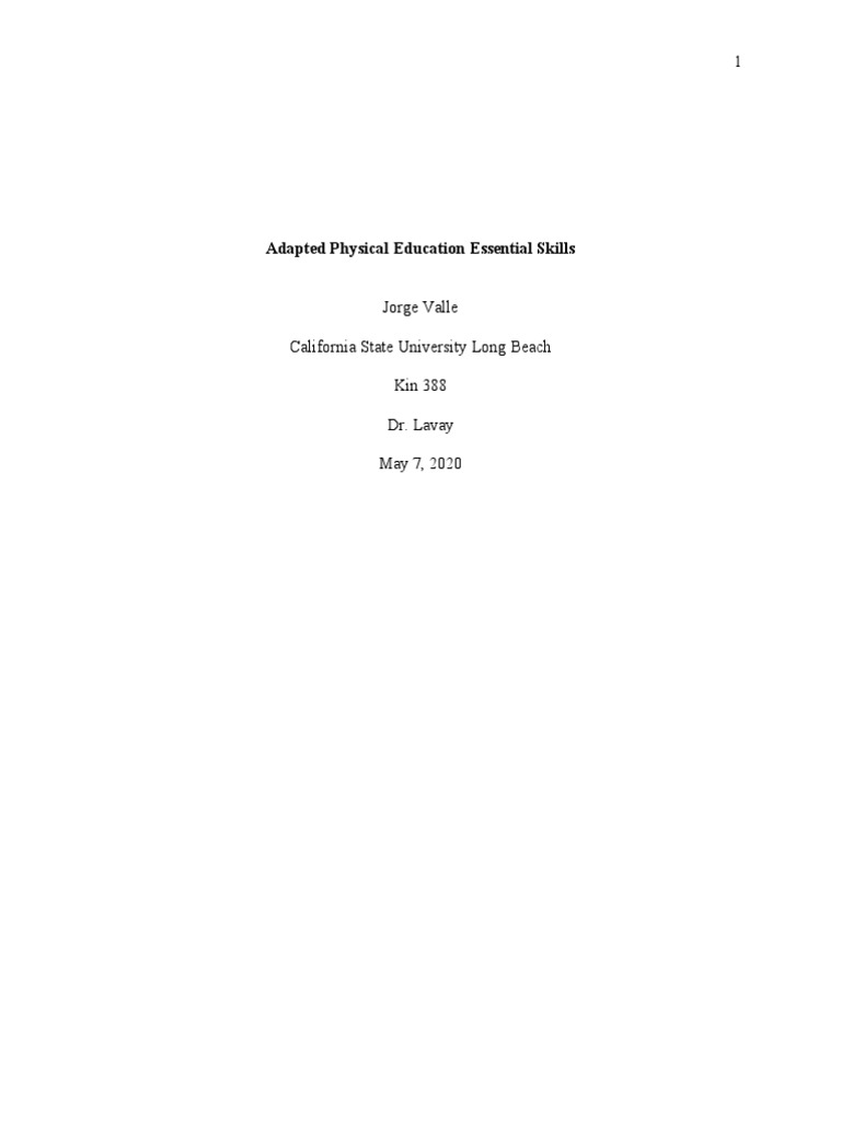 Kin 388 Essential Skills Final | PDF | Individualized Education Program ...