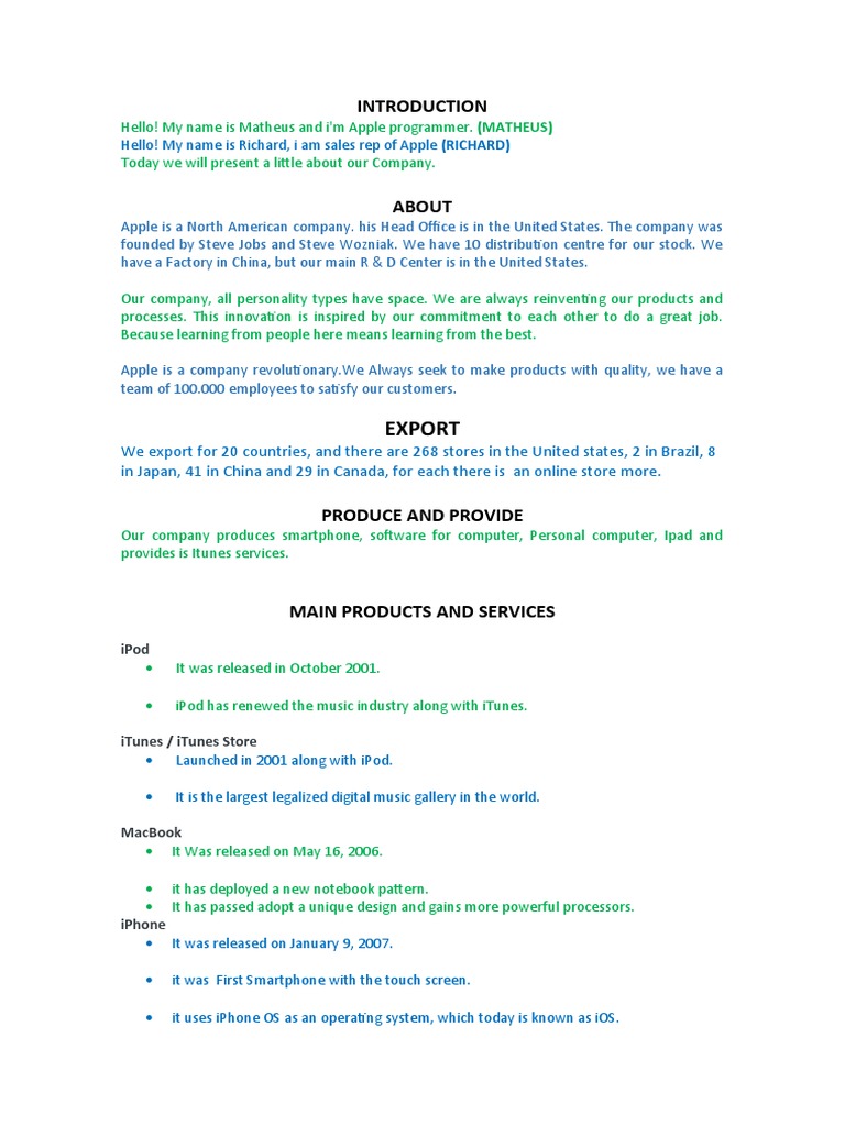 Company Presentation - Apple | PDF | Apple Inc. | Ios