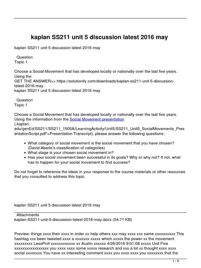 Kaplan Ss211 Unit 5 Discussion Latest 2016 May | PDF | Black Lives ...