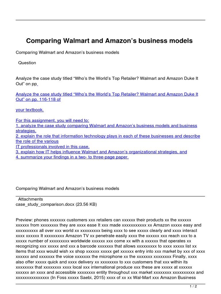 Comparing Walmart and Amazons Business Models | PDF | Walmart ...