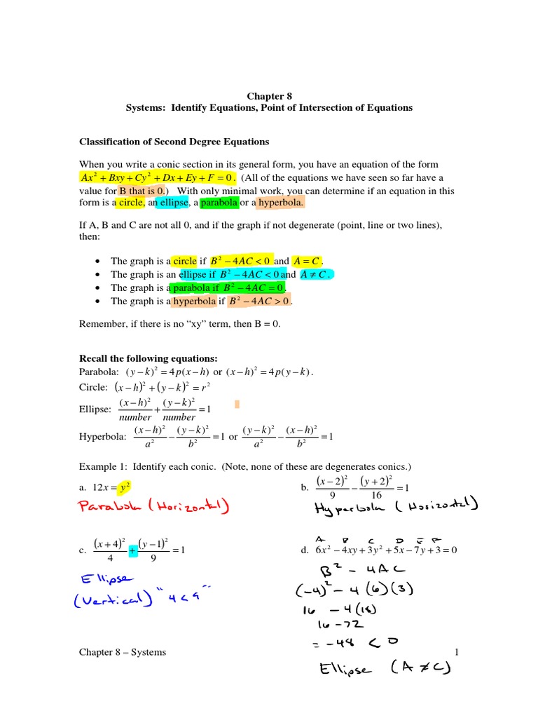 Systems: Identify Equations, Point of Intersection of Equations | PDF | Triangle | Trigonometric ...
