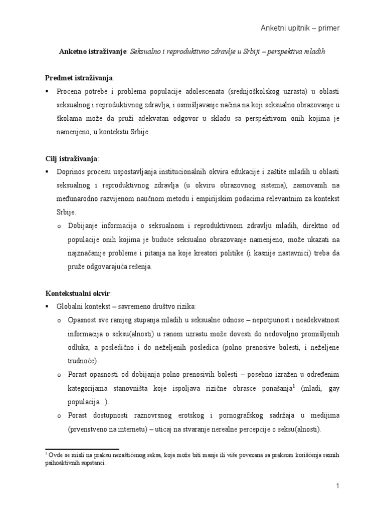 Model - Anketni Upitnik | PDF