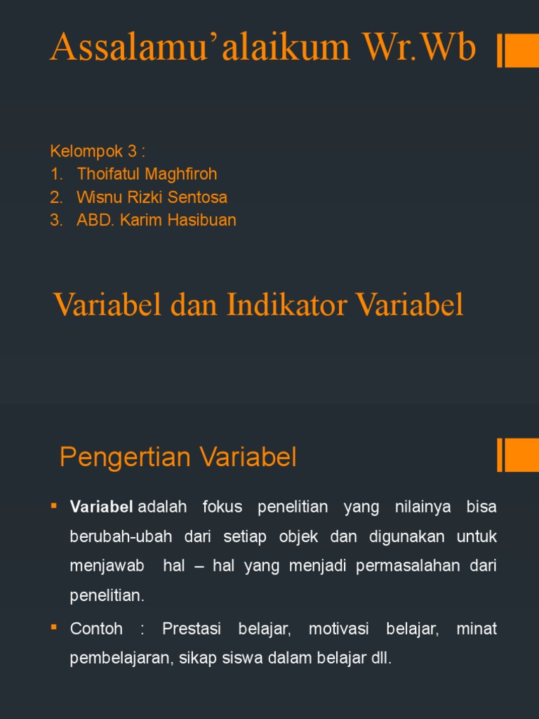 Kelompok 3 - Variabel Dan Indikator Variabel | PDF
