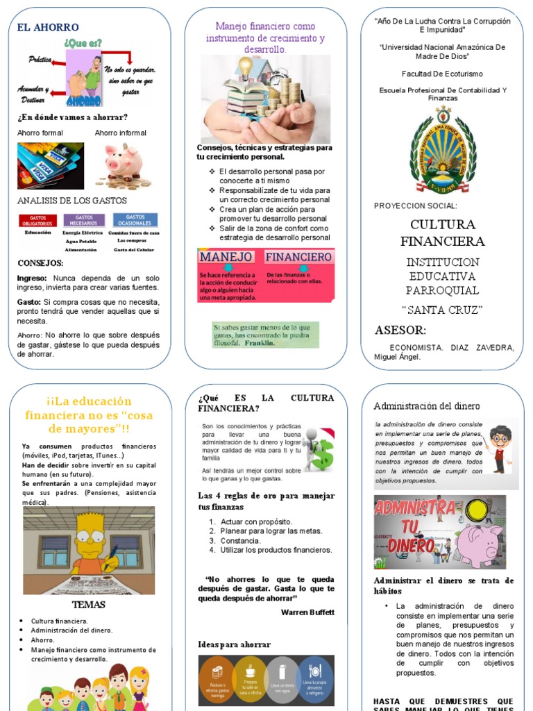 TRIPTICO PROYECCION SOCIAL Jueves. | PDF | Ahorro | Economias