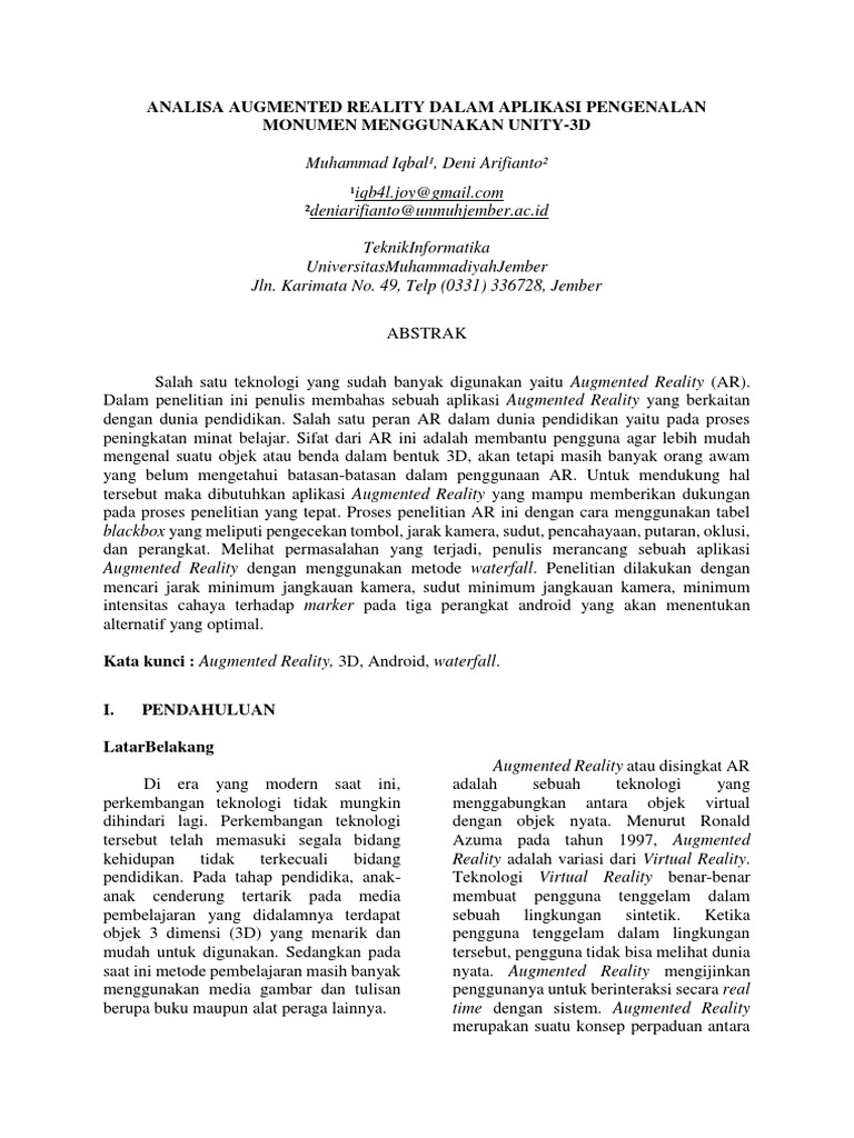 Augmented Reality untuk Pengenalan Monumen | PDF | Seni