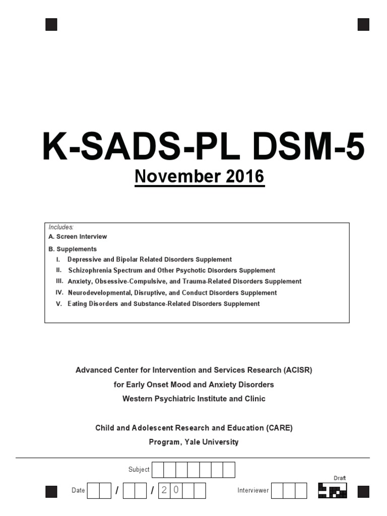 Ksads DSM 5 Screener PDF | PDF | Psychiatry | Mental And Behavioural ...