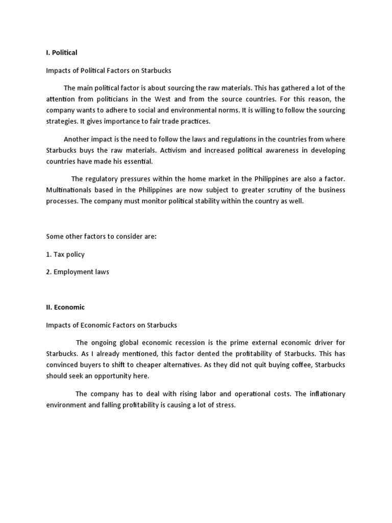 Pestle Analysis | PDF | Starbucks | Fair Trade