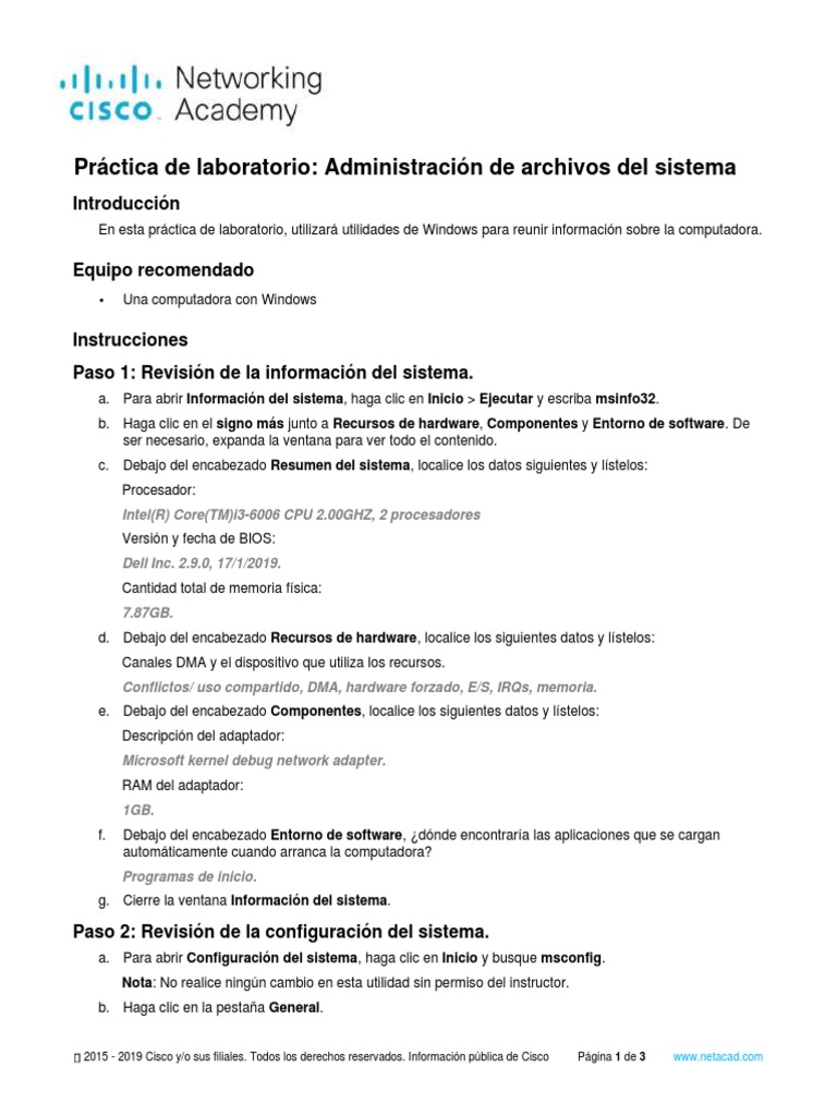 11.3.2.8 Lab - Manage System Files | PDF | Hardware de la computadora ...
