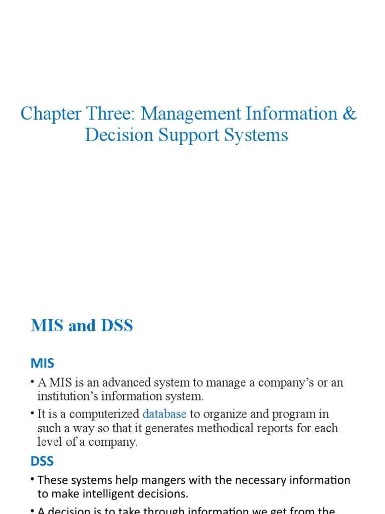 MIS ch-3 - MIS and DSS | PDF | Decision Support System | Artificial ...