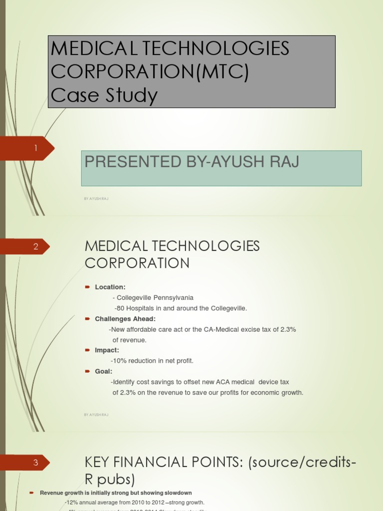 MEDICAL TECHNOLOGIES CORPORATION (MTC) Presentation PDF | PDF | Inventory | Supply Chain