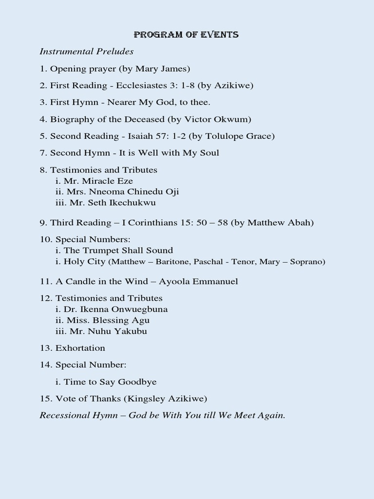 Service of Songs | PDF