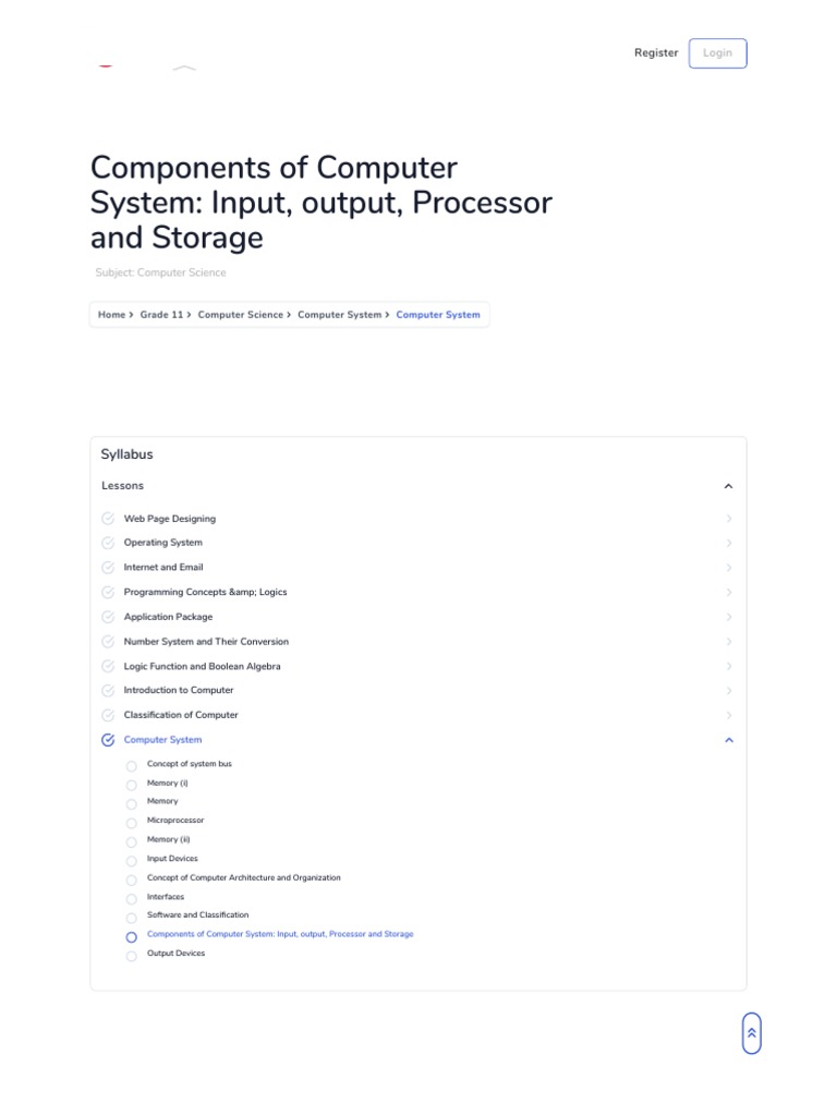 Components of Computer System: Input, Output, Processor and Storage | Download Free PDF ...