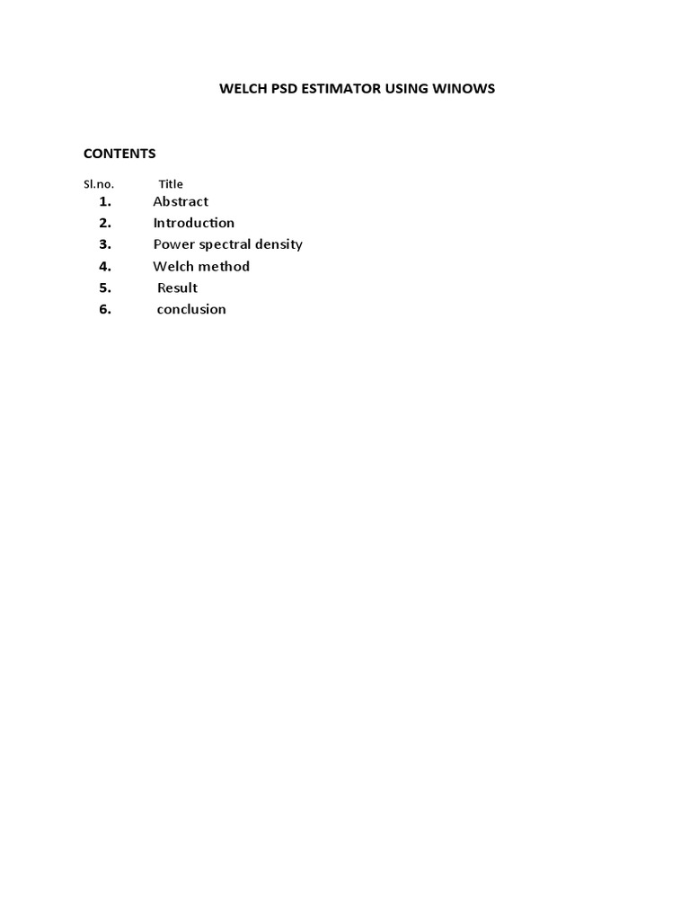 Welch PSD Estimator Using Winows: SL - No. Title | PDF | Spectral ...