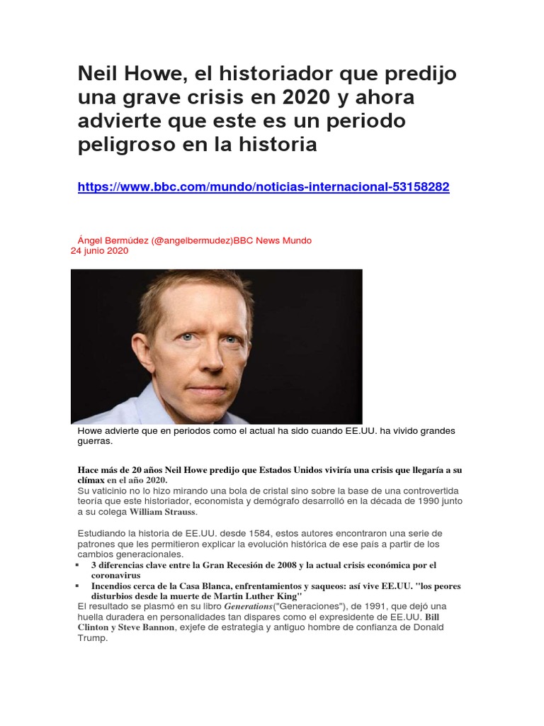 Neil Howe-Crisis en 2020 Periodo Peligroso en La Historia PDF | PDF ...