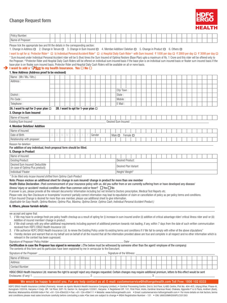 Change Request Form PDF | PDF | Insurance | Business Law