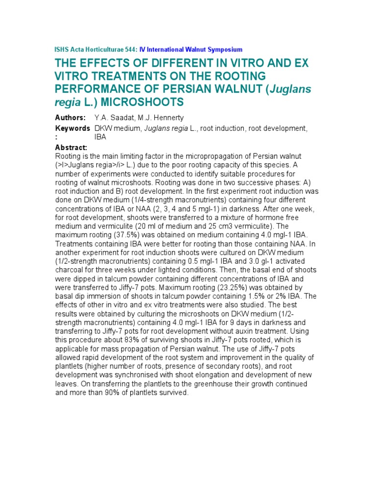 ISHS Acta Horticulturae Juglans | PDF