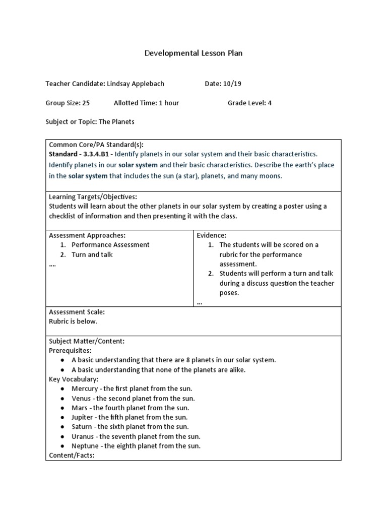 Planets Lesson Plan | PDF | Planets | Solar System
