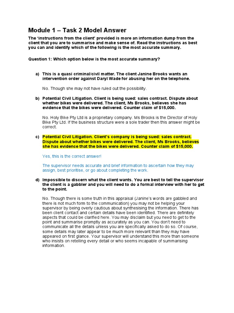 Module 1 - Task 2 - Model Answer | PDF