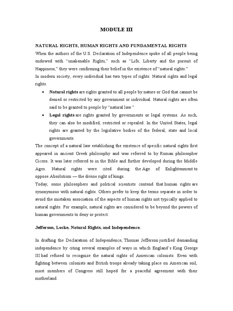 Natural Rights, Human Rights and Fundamental Rights | Download Free PDF ...