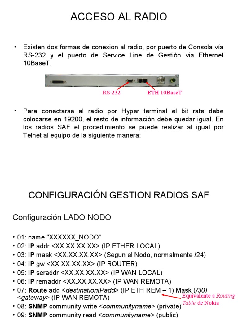 Configuración Gestion Radios Saf | PDF | Dirección IP | Enrutador ...
