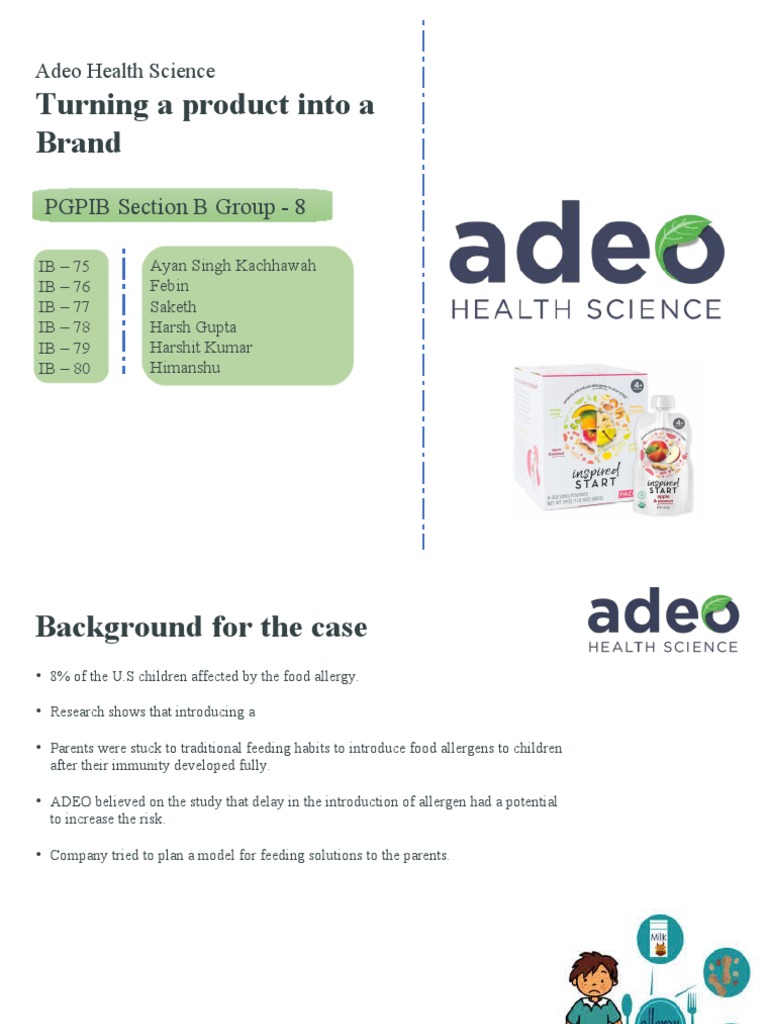Turning A Product Into A Brand: Adeo Health Science | PDF | Food Allergy | Organic Foods