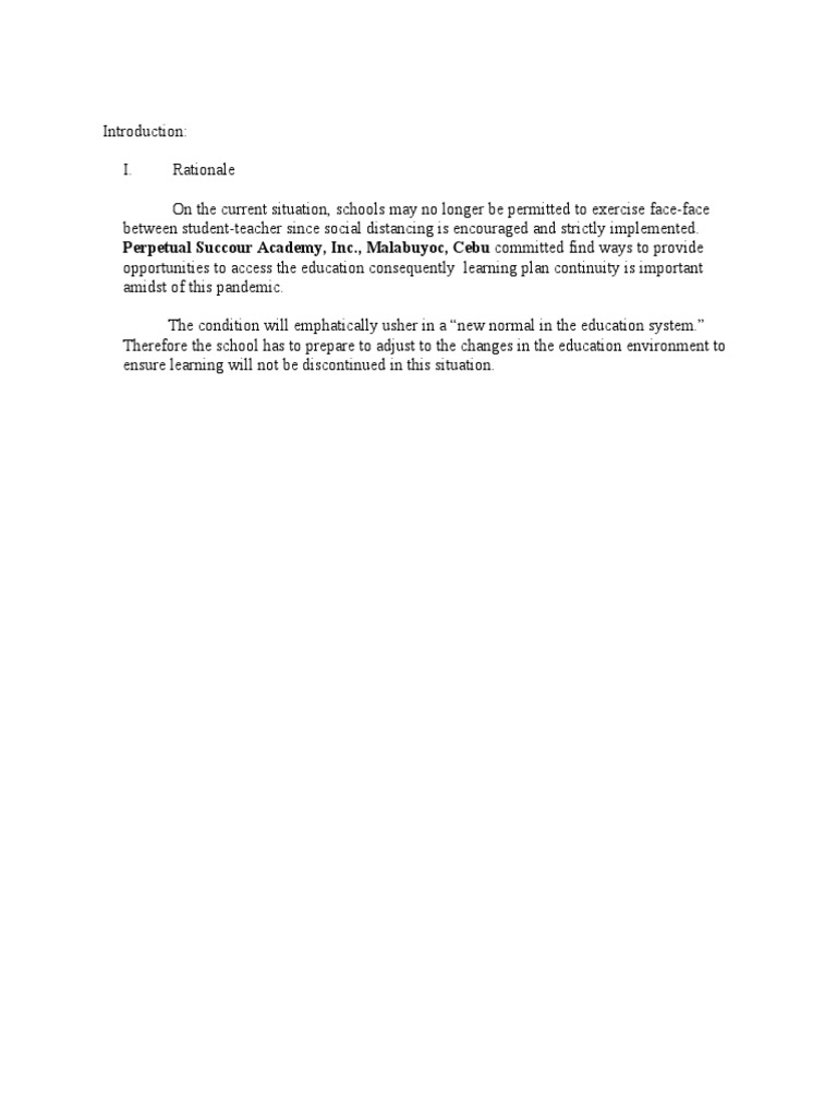 Learning Service Continuity Plan | PDF | Social Science | Wellness