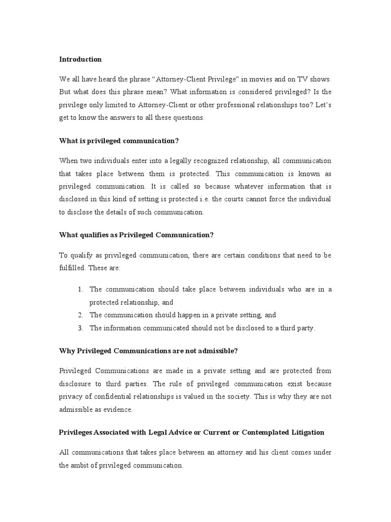 Understanding Privileged Communication | PDF | Attorney–Client ...