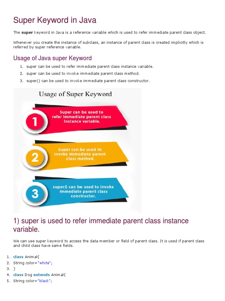Usage of Java Super Keyword | PDF | Class (Computer Programming ...