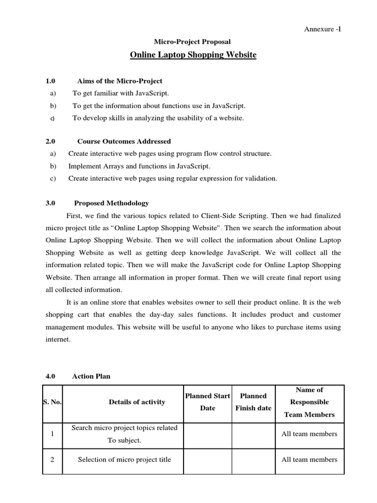 Online Laptop Shopping Website: Micro-Project Proposal | PDF
