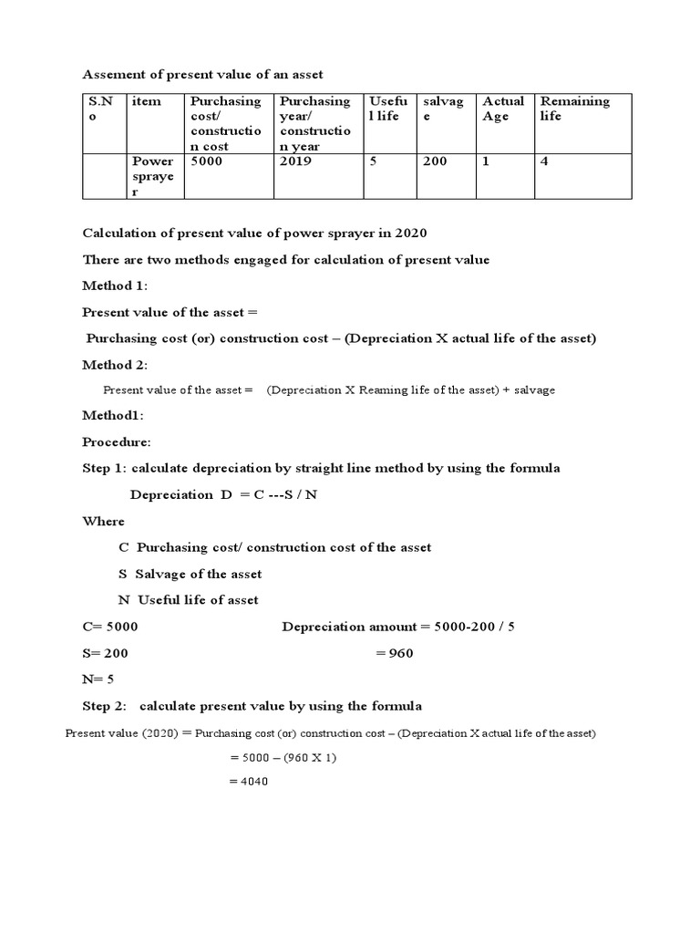 Calculating Present Value of an Asset | PDF