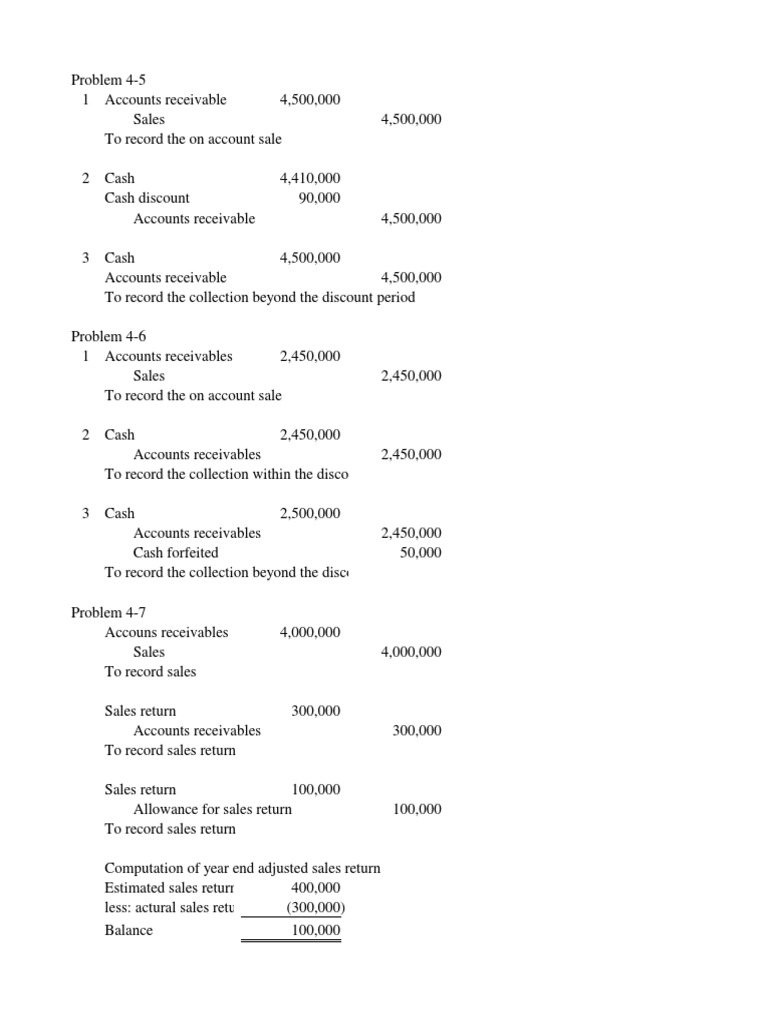 Ia Valix 2020 Problem 4 5 To 4 13 Answer Key Pdf Accounting