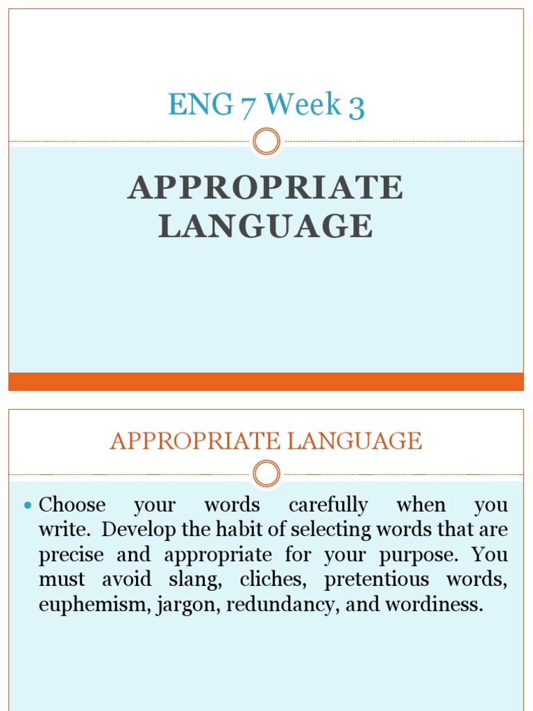 Appropriate Language | PDF