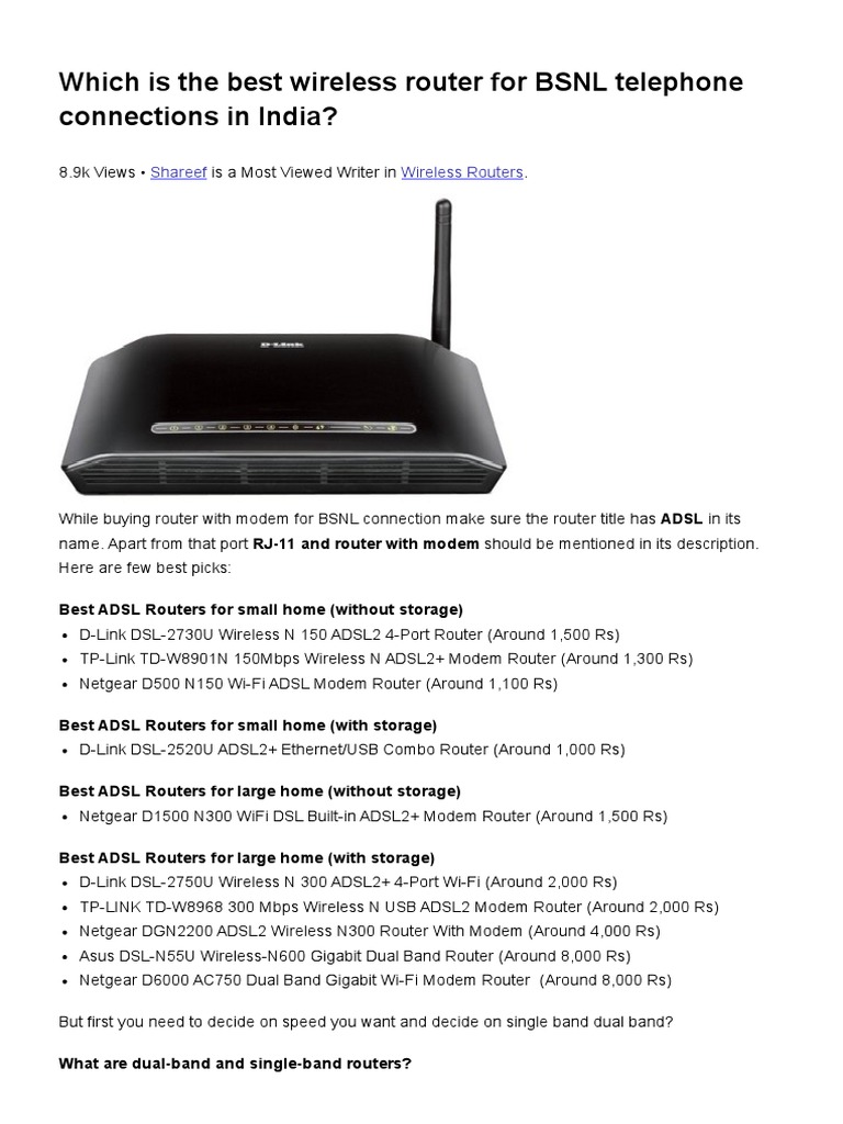Best ADSL Routers for BSNL India | PDF